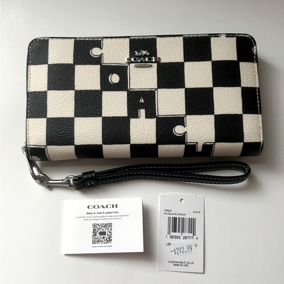 Coach | Bags | New Coachlong Zip Around Wallet Checkerboard Print Cr622 ...
